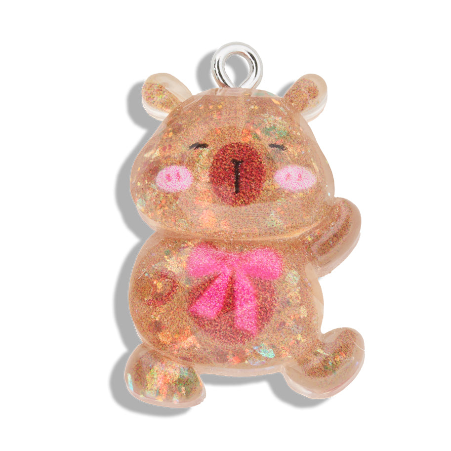 Dije Capibara Moño Con Glitter Acrílico – Santorini Bisutería