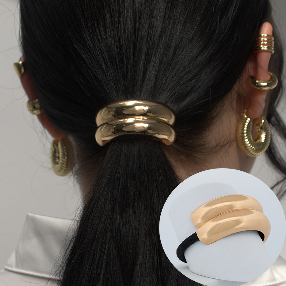 Pony Cuff Chunky Doble Rodinado – Santorini Bisutería